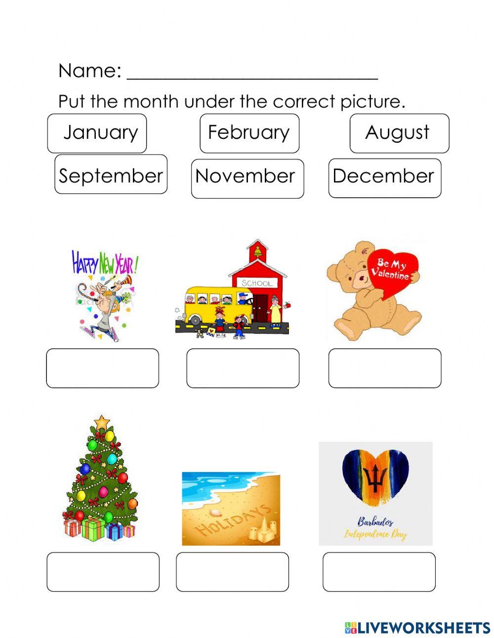 Months online exercise for Reception | Live Worksheets