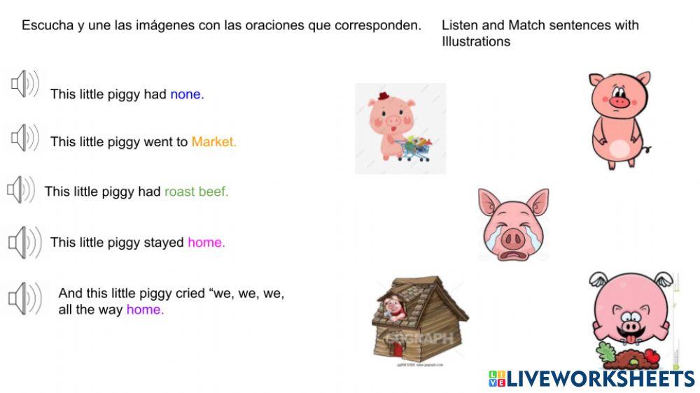 Listen This little Piggy worksheet | Live Worksheets