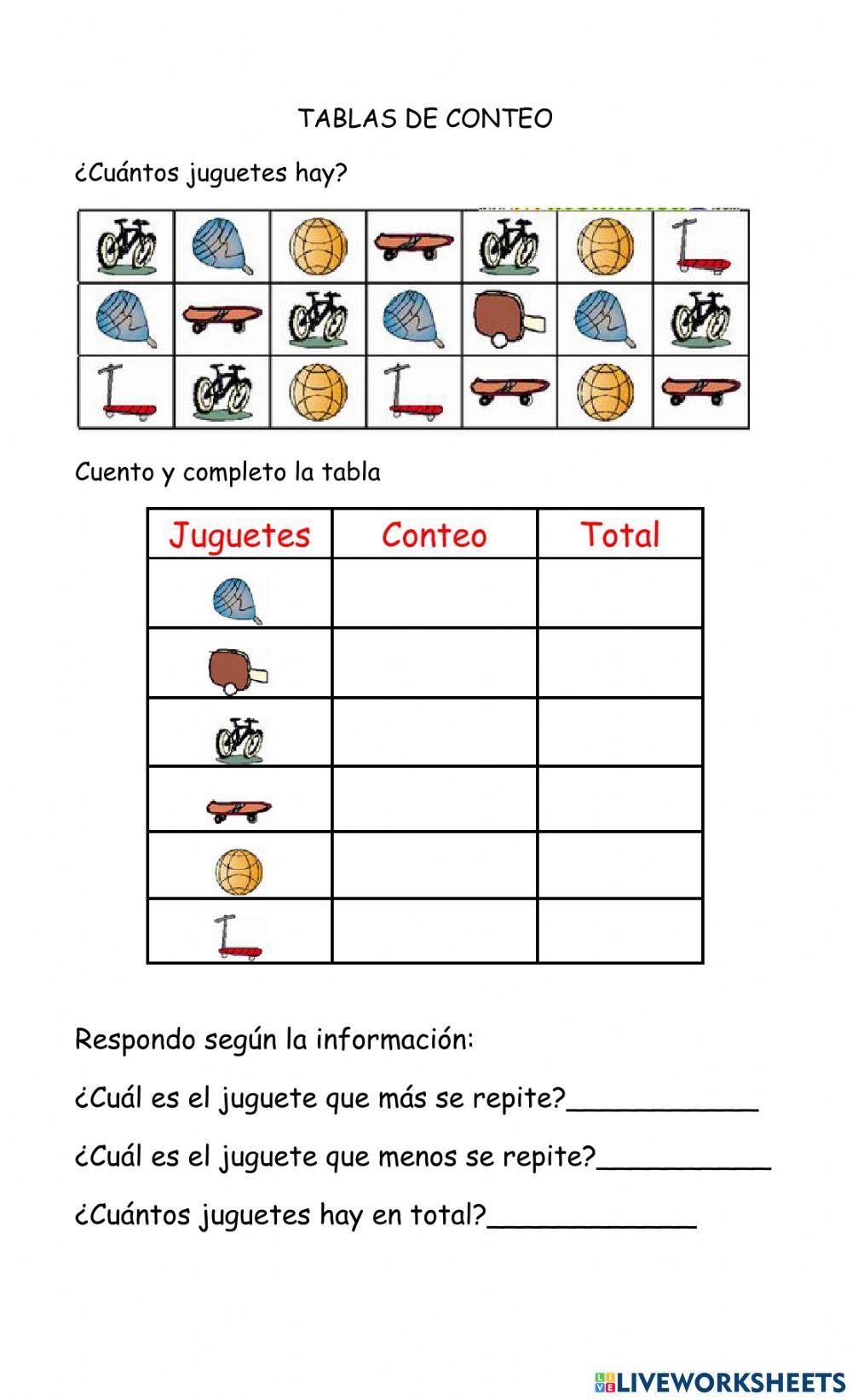 TABLAS DE CONTEO online exercise for | Live Worksheets