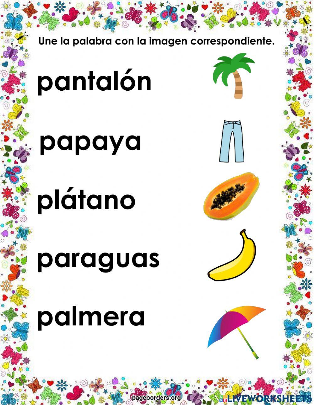 Palabras con P free worksheet | Live Worksheets