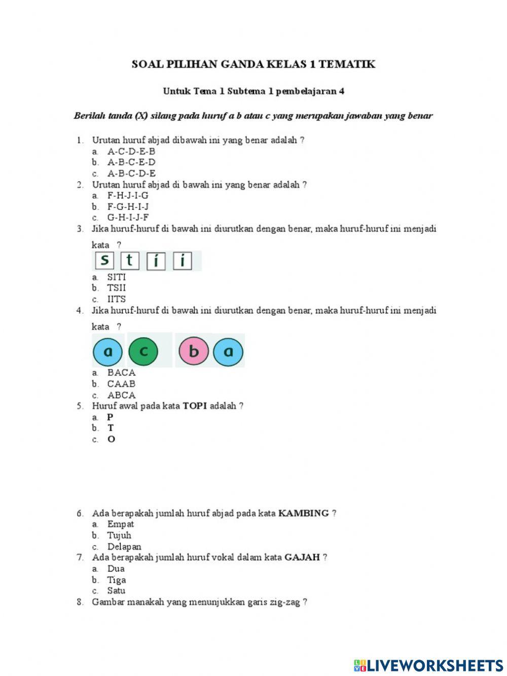 Tugas temati worksheet | Live Worksheets