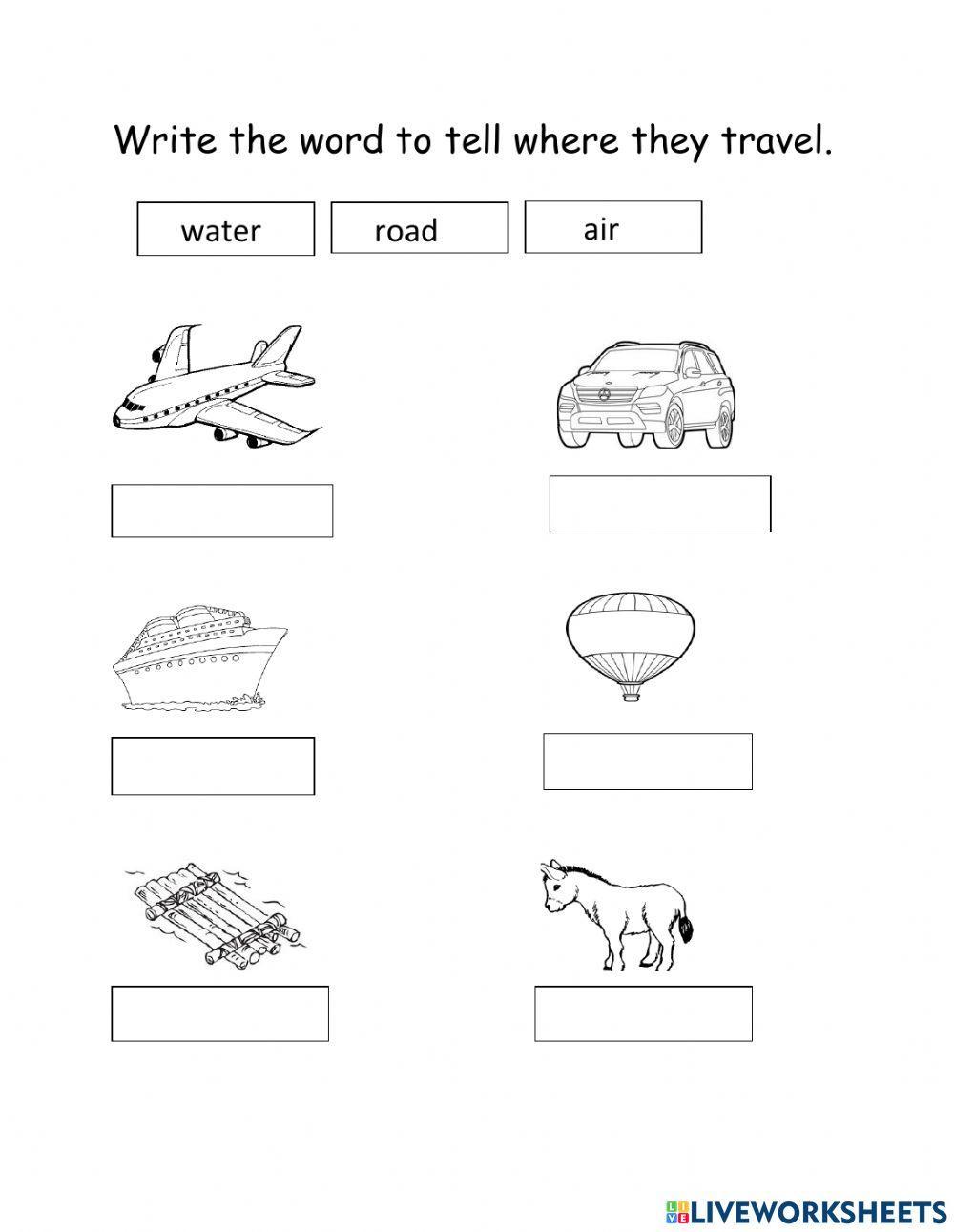 Where do they travel? worksheet | Live Worksheets
