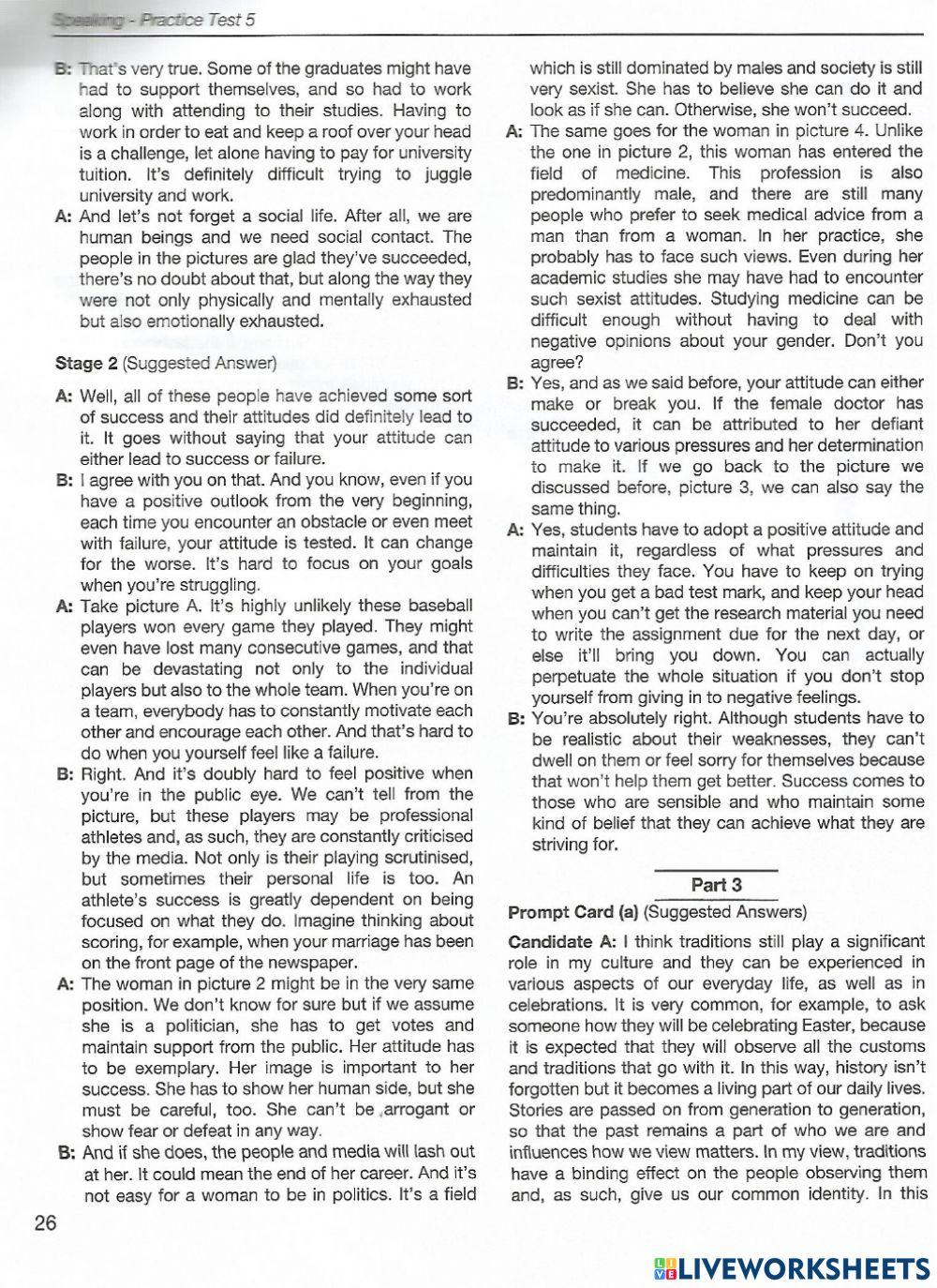 CPE Practice Test 5 SA Speaking EP online exercise for | Live Worksheets