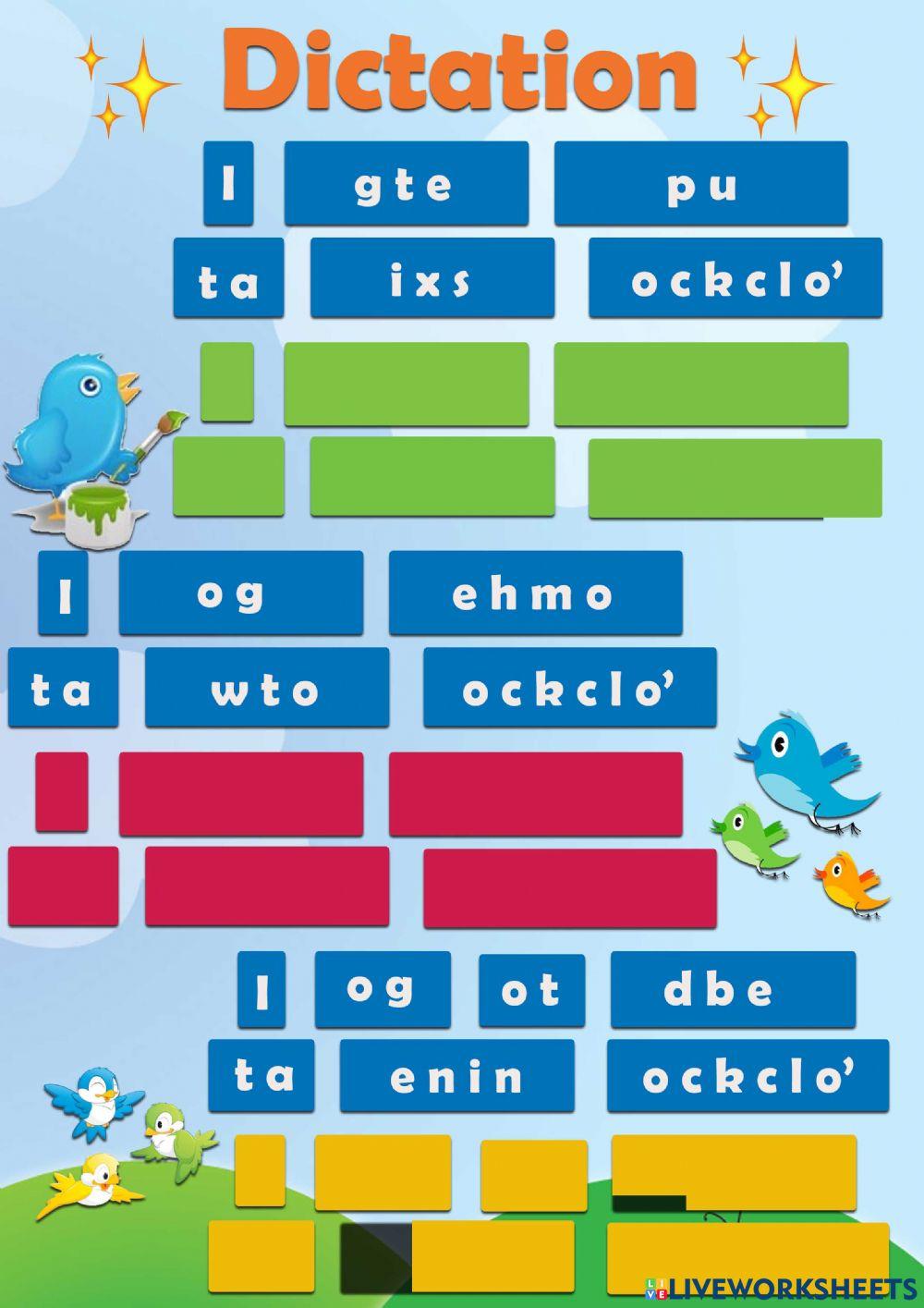 Dictation online exercise for grade 2 | Live Worksheets