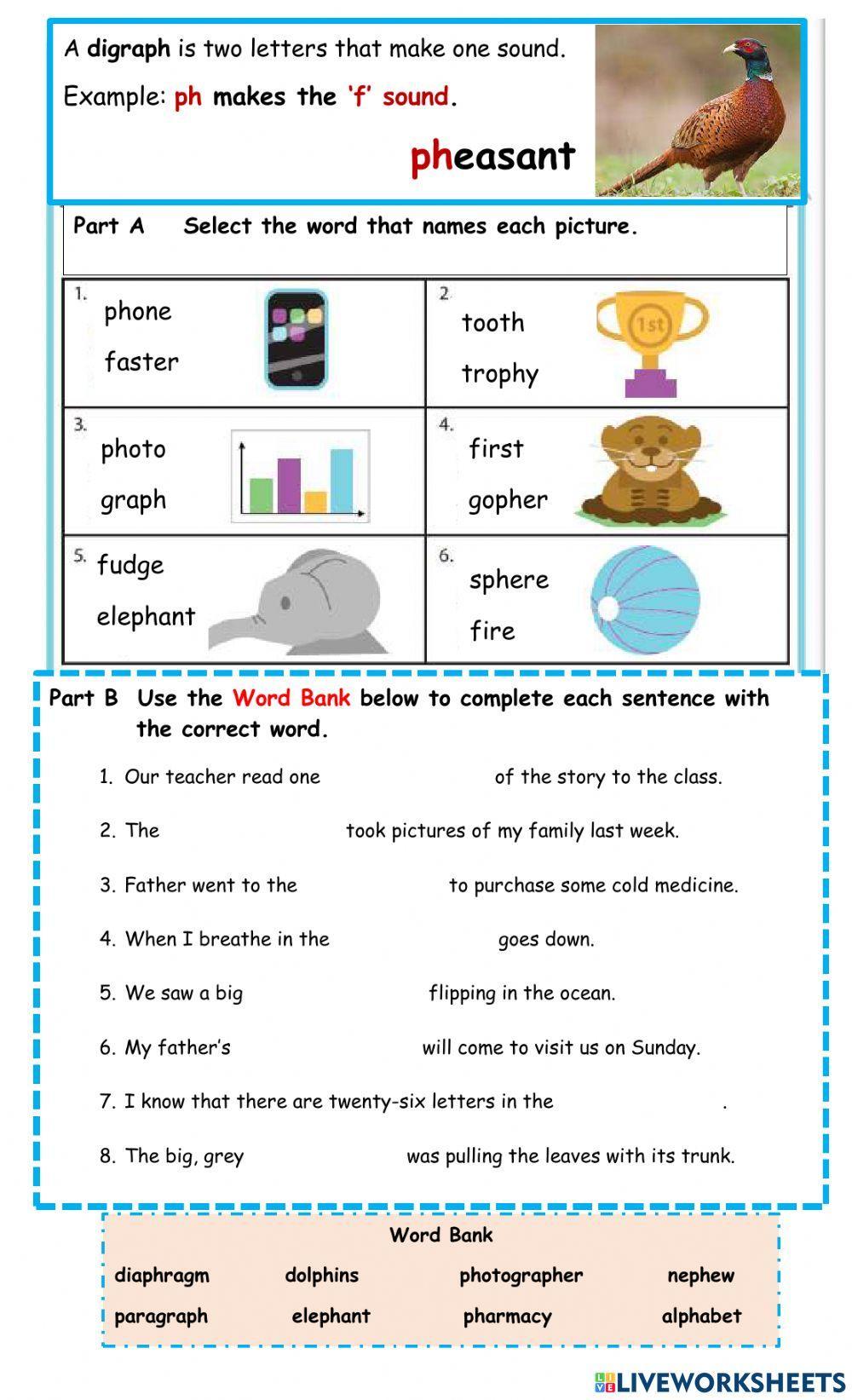 Ph Digraph Worksheets