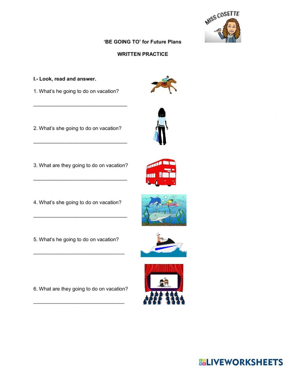 Be going to - Written practice worksheet | Live Worksheets