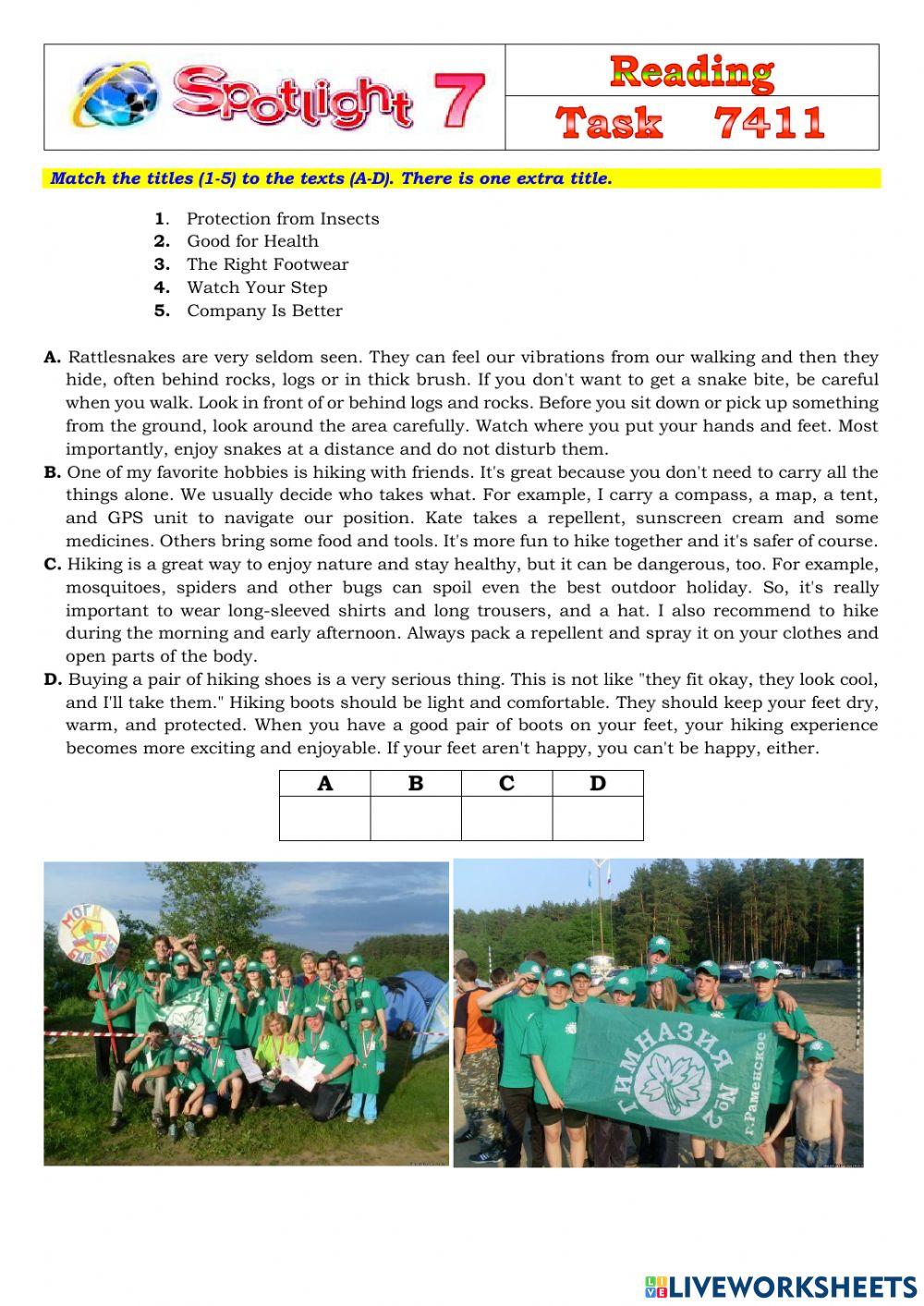 Spotlight 7 Task 7411 worksheet | Live Worksheets