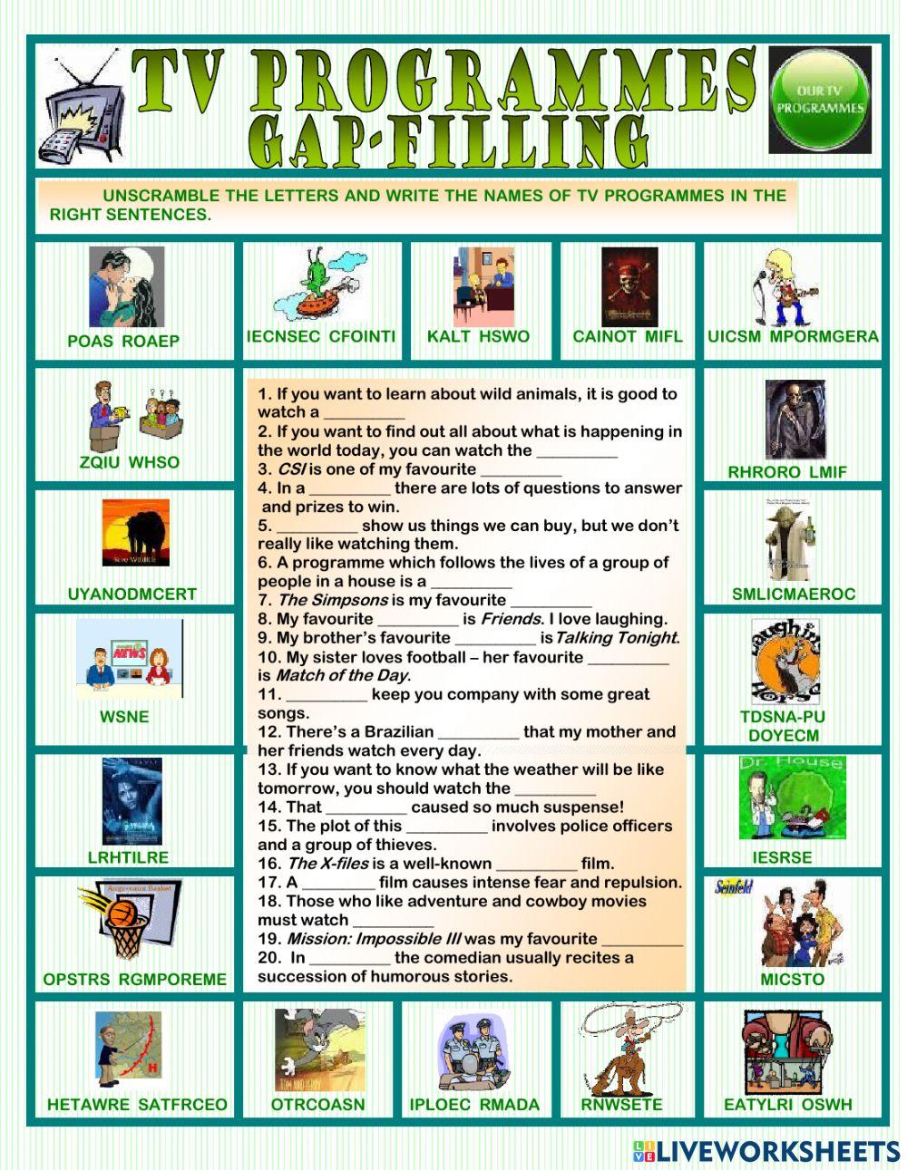 TV programmes online exercise for | Live Worksheets