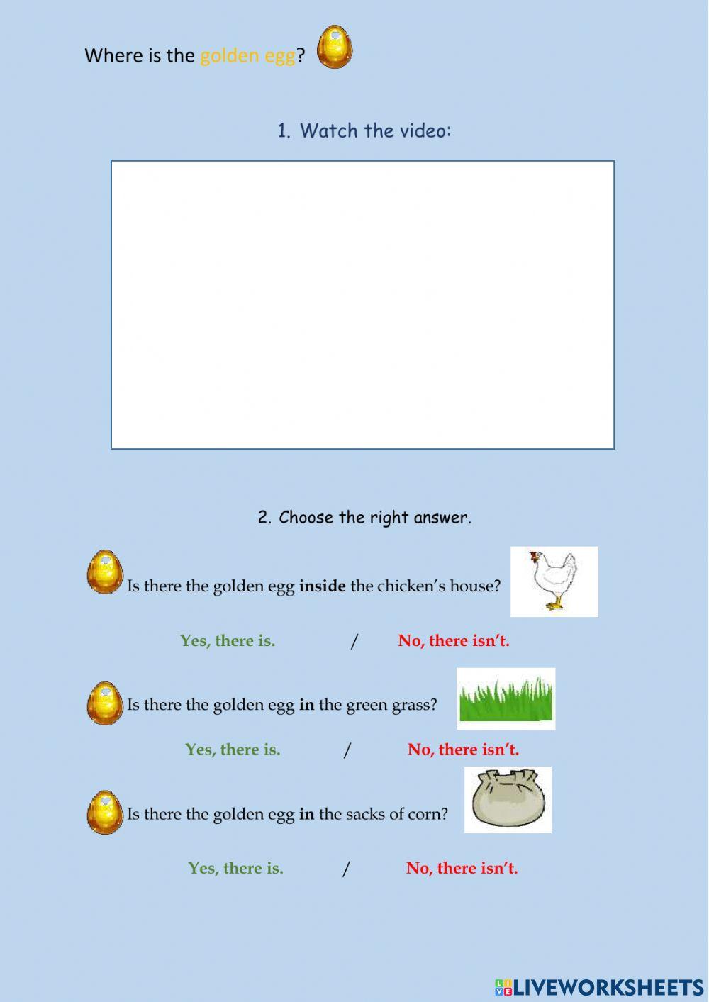 Where is the golden egg? worksheet | Live Worksheets
