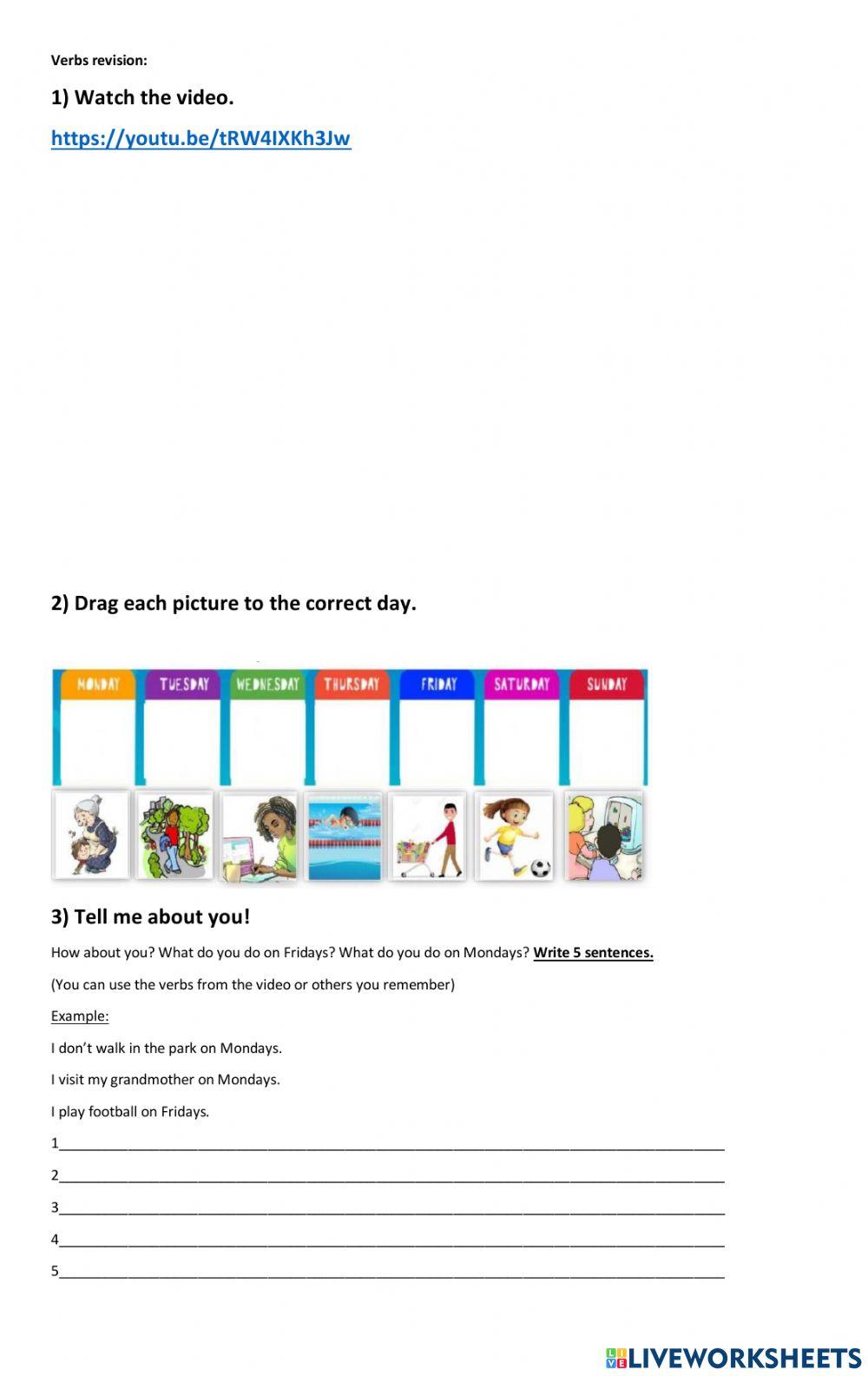 My week interactive worksheet for Cuarto de secundaria | Live Worksheets