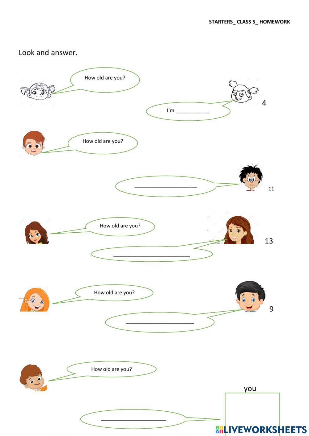 St- Class 5 NUMBERS 1-13 worksheet | Live Worksheets