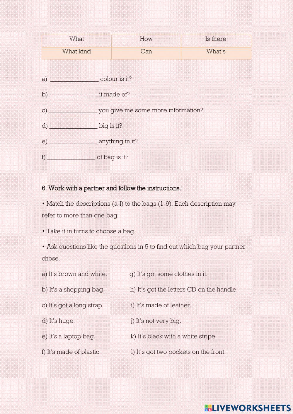 Things Worksheet worksheet | Live Worksheets