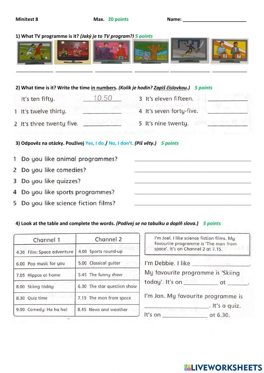 Chit chat 2, minitest 8 online exercise for | Live Worksheets