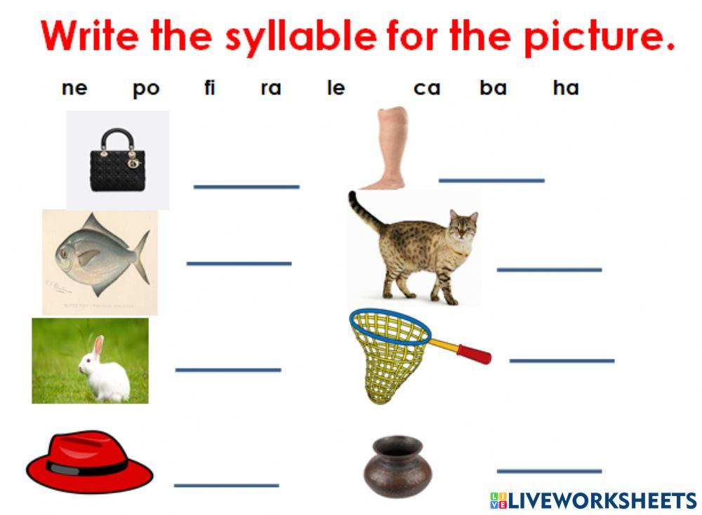 Syllables free online activity | Live Worksheets