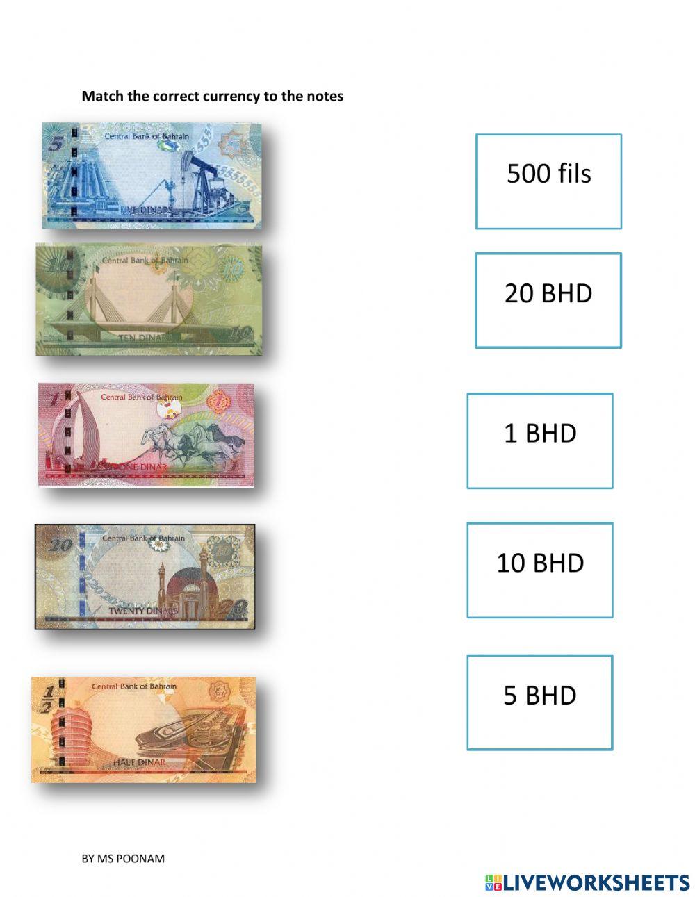 Bahrain Currency worksheet | Live Worksheets