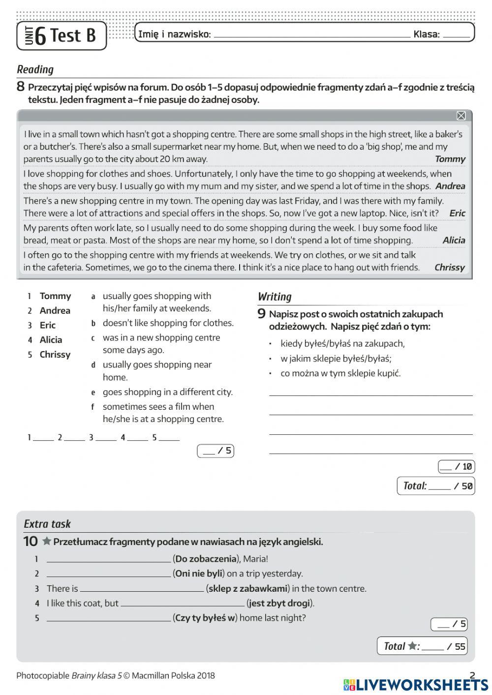 Brainy 5 unit 6… | Free Interactive Worksheets | 4926414