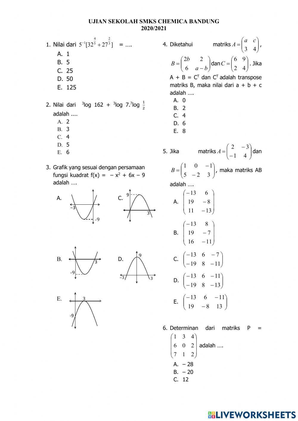 Ujian semester smk teknik worksheet | Live Worksheets