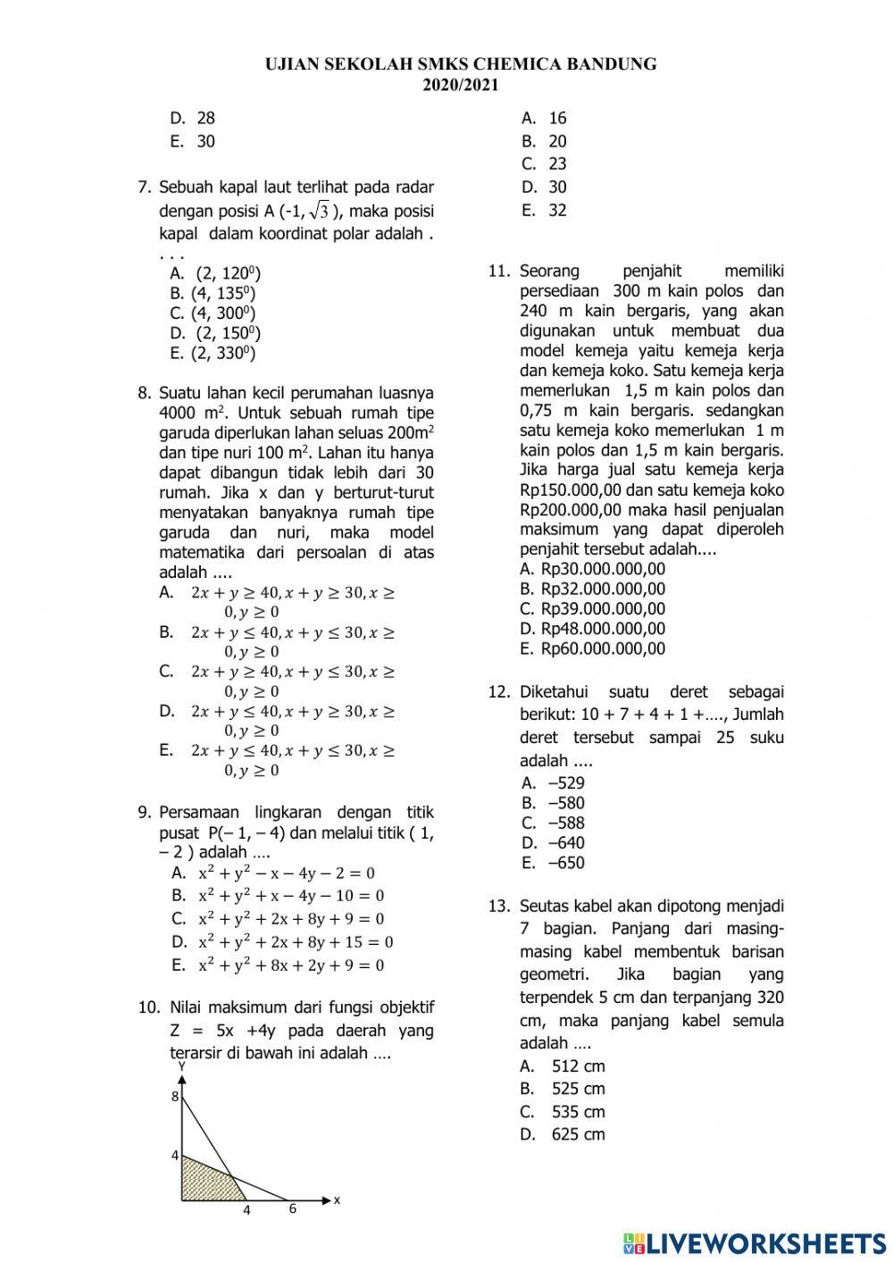 Ujian semester smk teknik worksheet | Live Worksheets