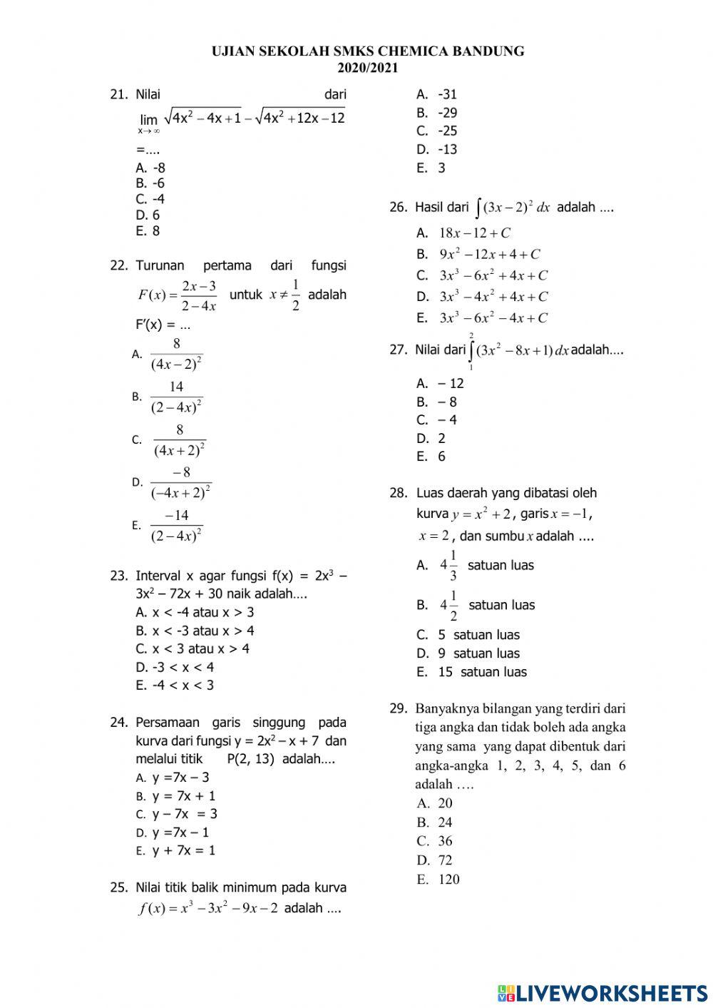 Ujian semester smk teknik worksheet | Live Worksheets