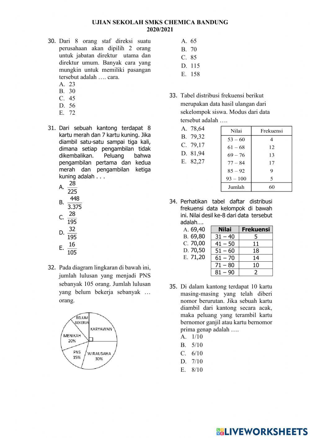 Ujian semester smk teknik worksheet | Live Worksheets
