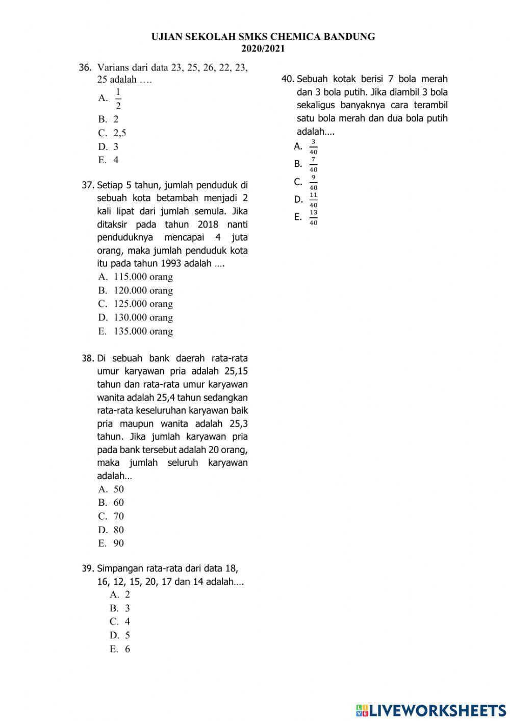 Ujian semester smk teknik worksheet | Live Worksheets
