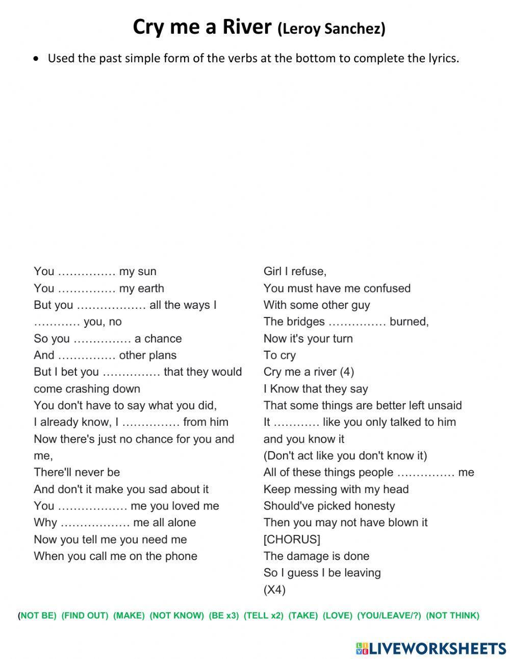 Cry me River (s… | Free Interactive Worksheets | 872329
