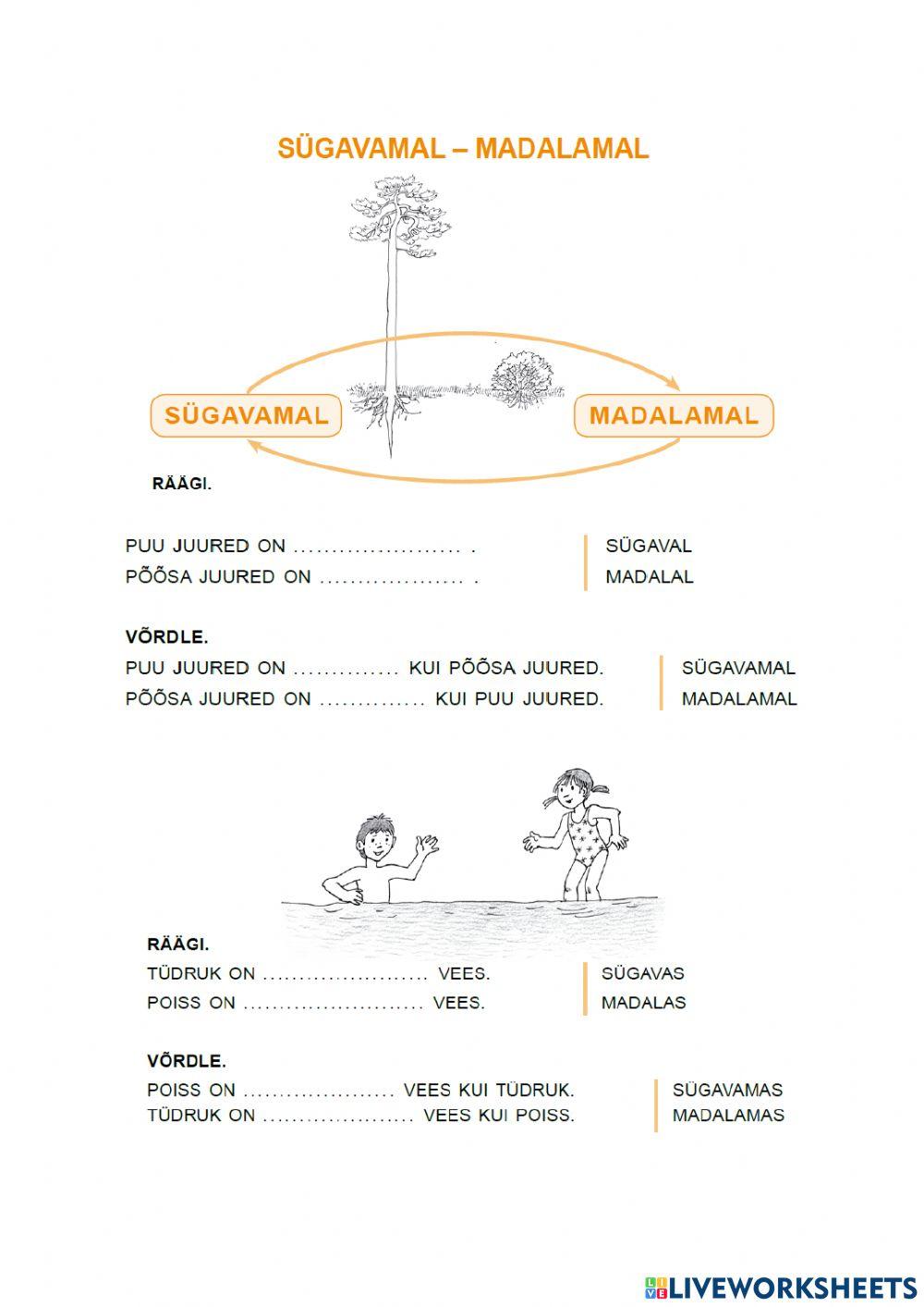 Sügavam. madalam. worksheet | Live Worksheets