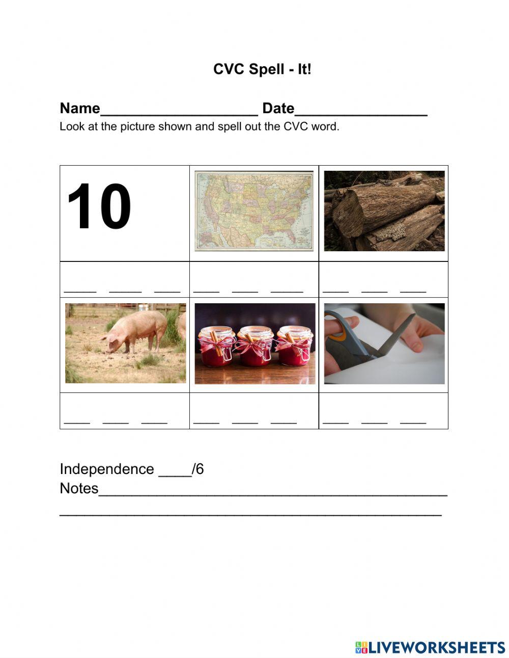 Spell CVC words 872653 | Kathy Mullen | Live Worksheets