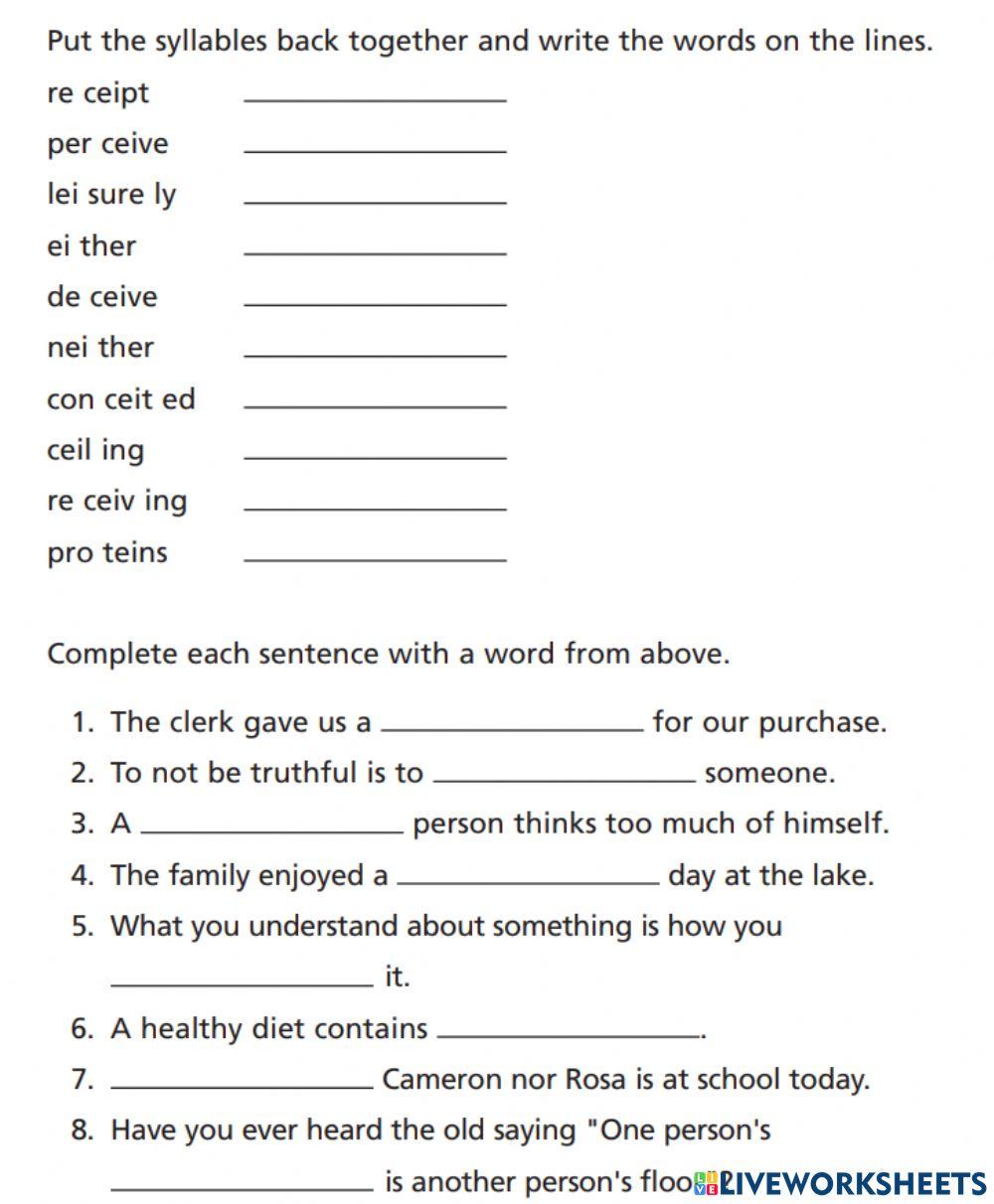 SPIRE 7 workbook pg 11 worksheet | Live Worksheets