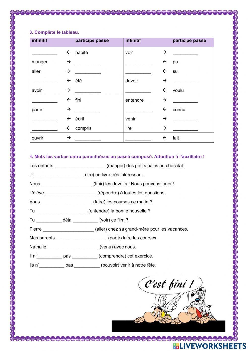 Passé Composé 872944 Gyfinta Live Worksheets
