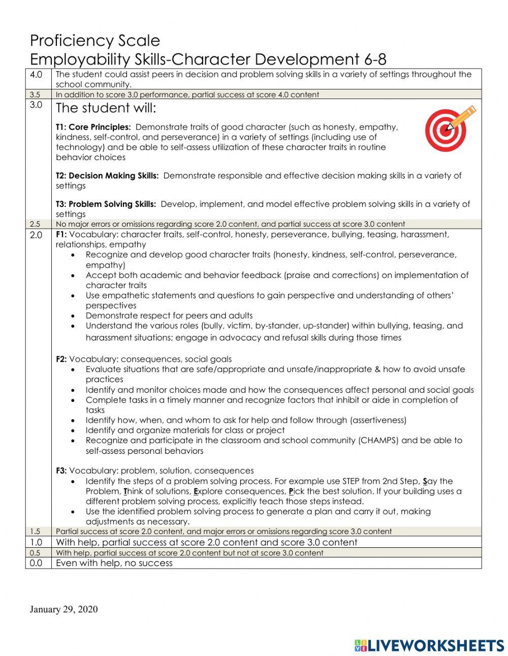 Employability SRGs Work Habits worksheet | Live Worksheets