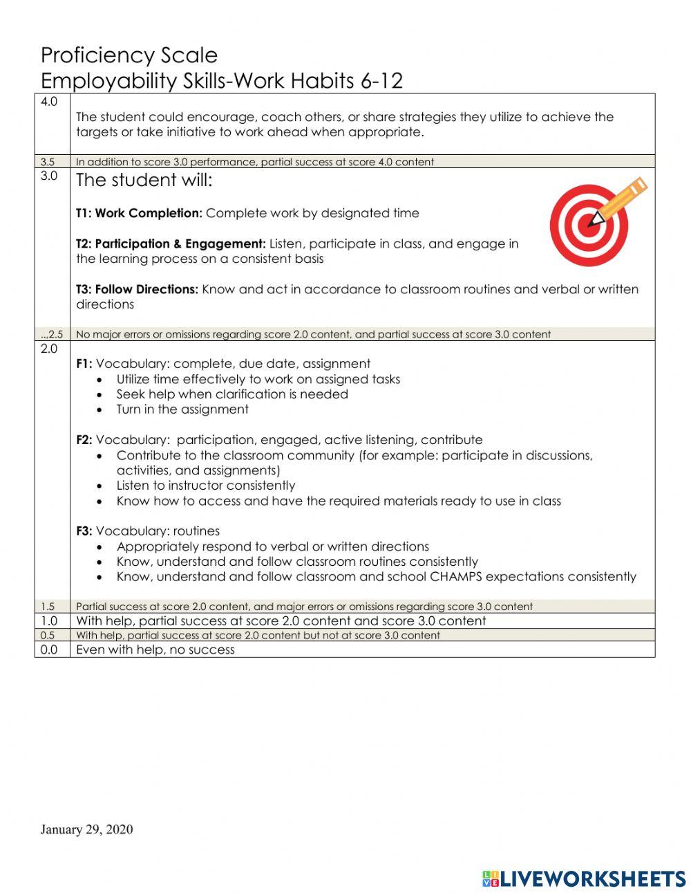 Employability SRGs Work Habits interactive worksheet | Live Worksheets