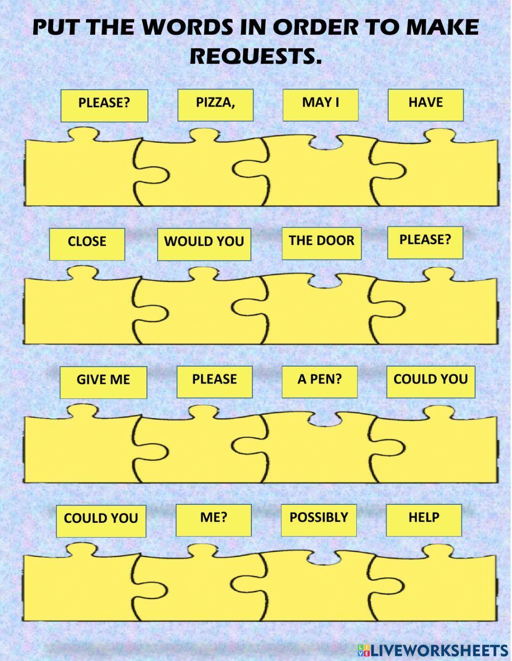 Polite requests | Free Interactive Worksheets | 781529