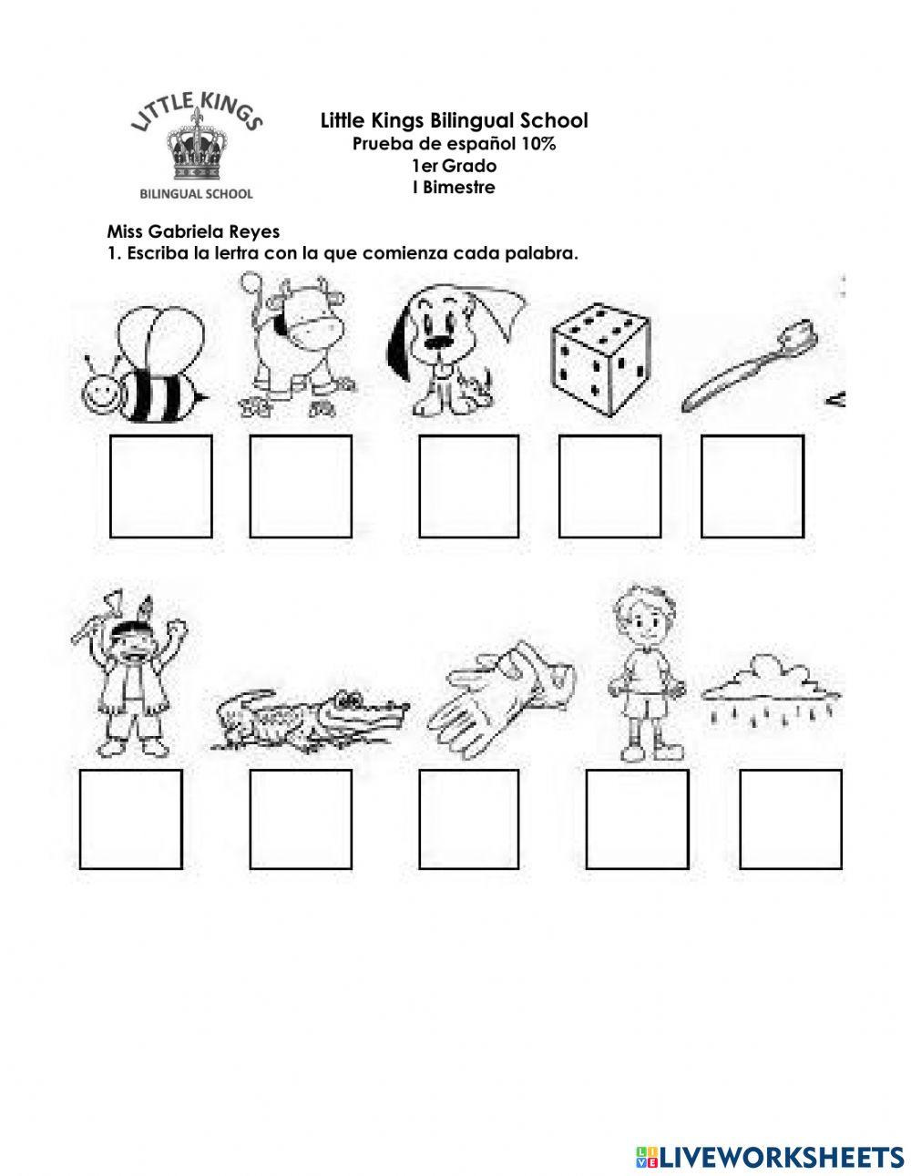 Español interactive worksheet for Primero | Live Worksheets
