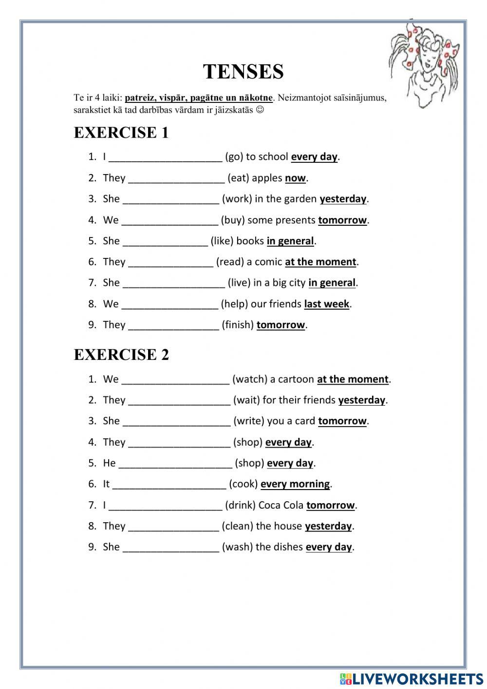 Tenses active voice worksheet | Live Worksheets