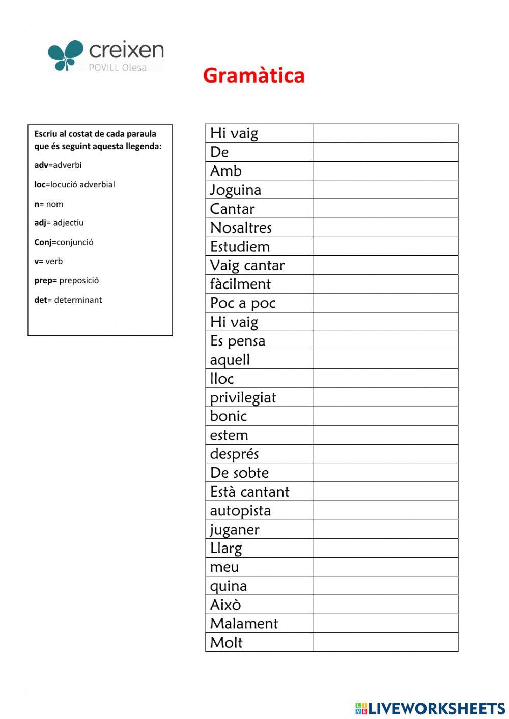Gramàtica 782715 | 6Povill | Live Worksheets