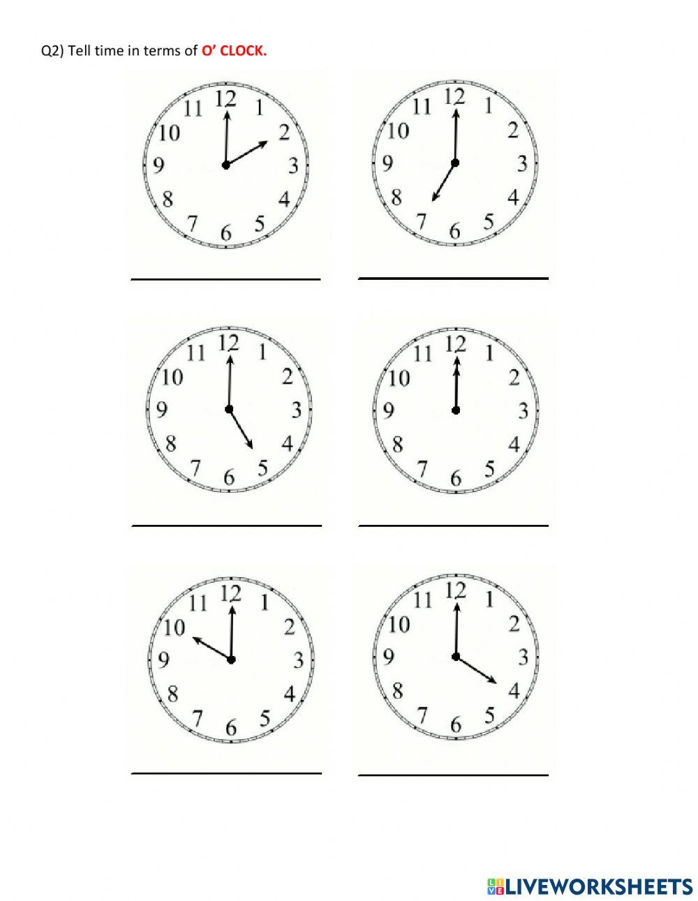 Time online exercise for 3 | Live Worksheets