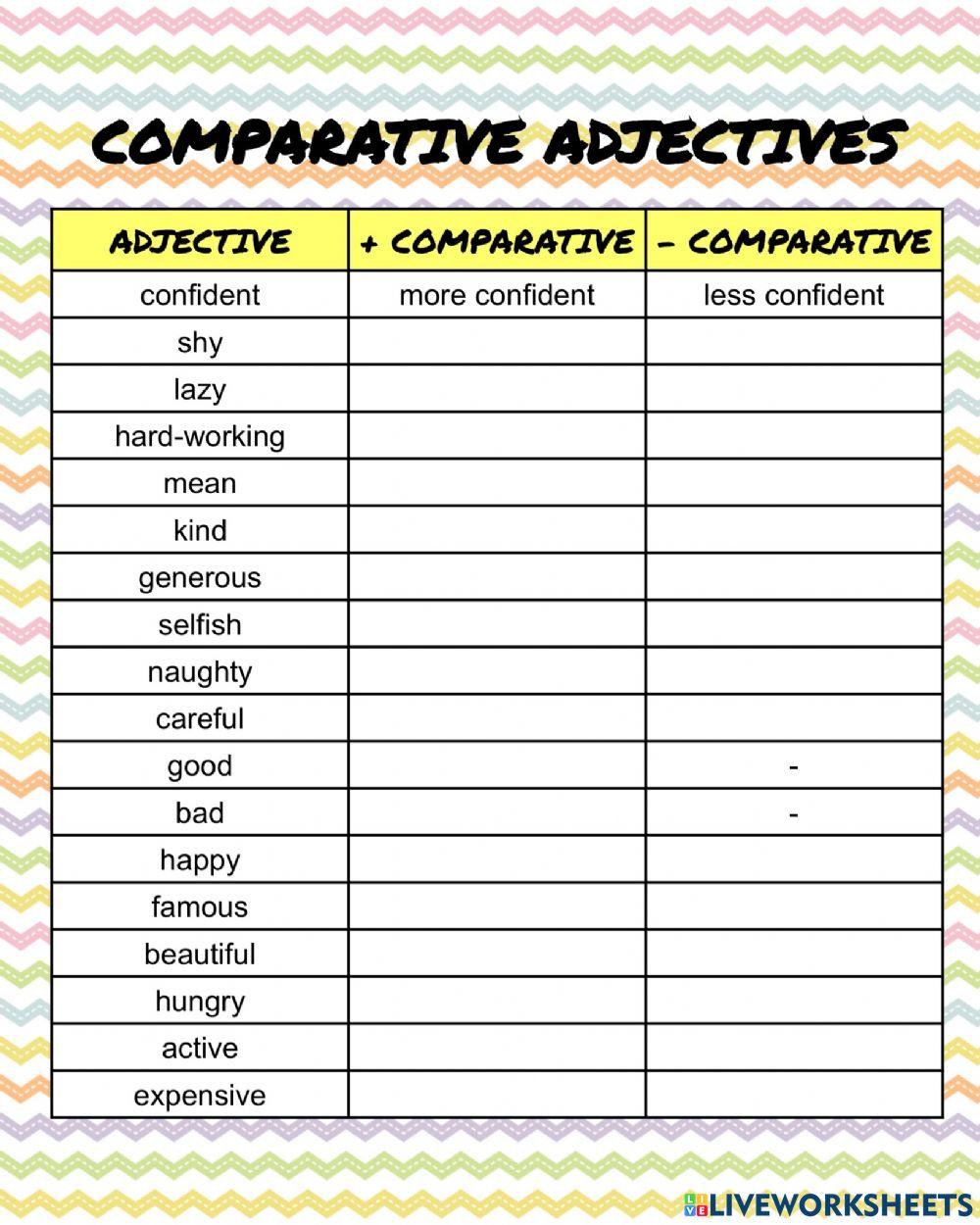 Comparative Adjectives online exercise for Sexto primaria | Live Worksheets