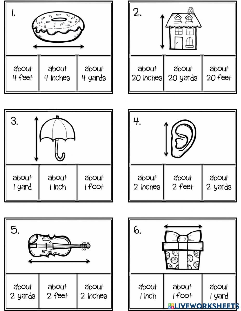 Inches Feet Yards Worksheet Identify
