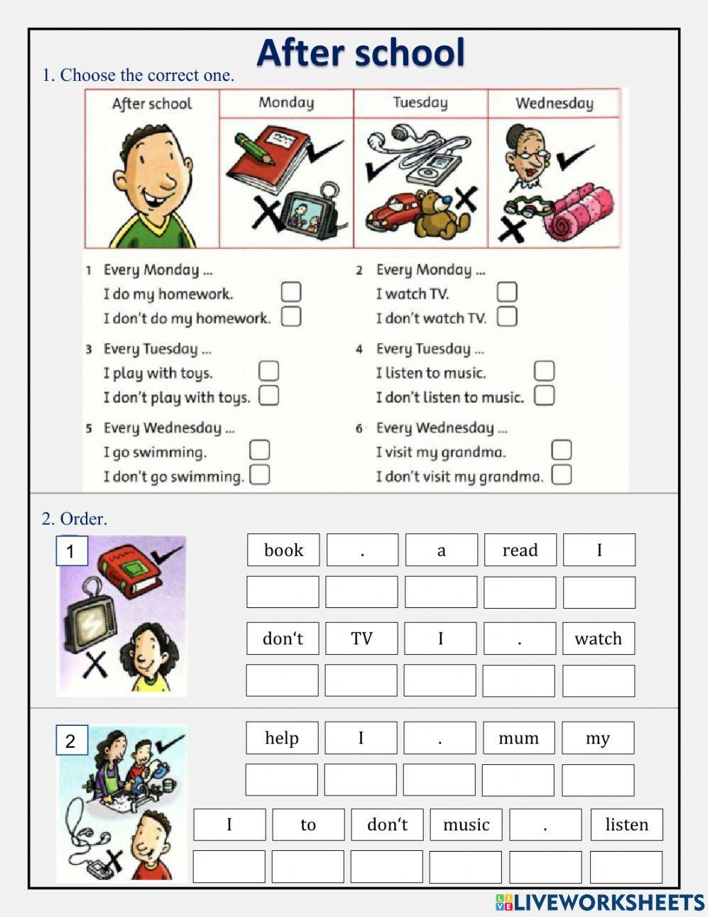 After school | Free Interactive Worksheets | 784190