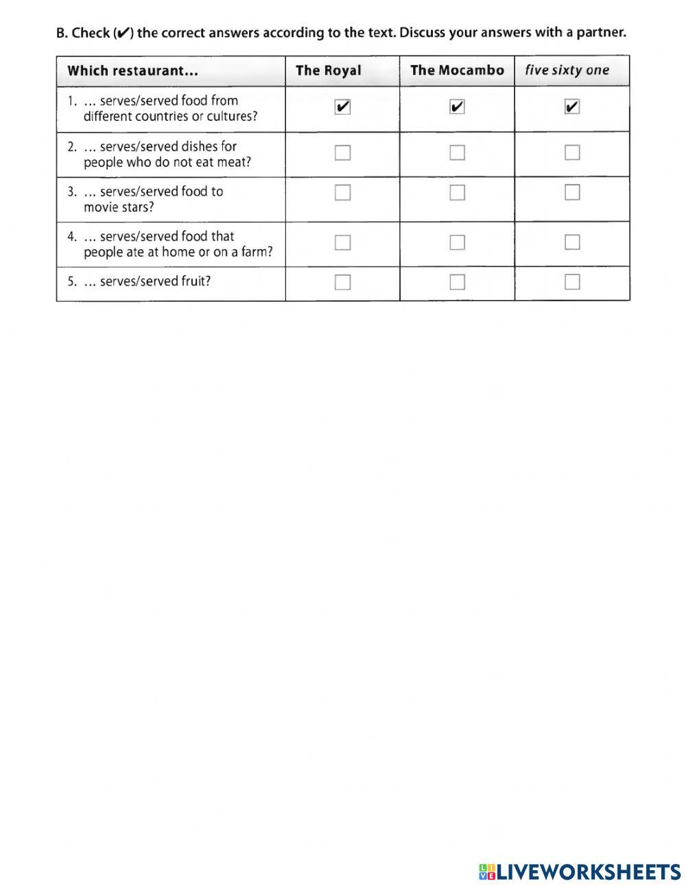 Intermediate reading - passage 1 online exercise for | Live Worksheets