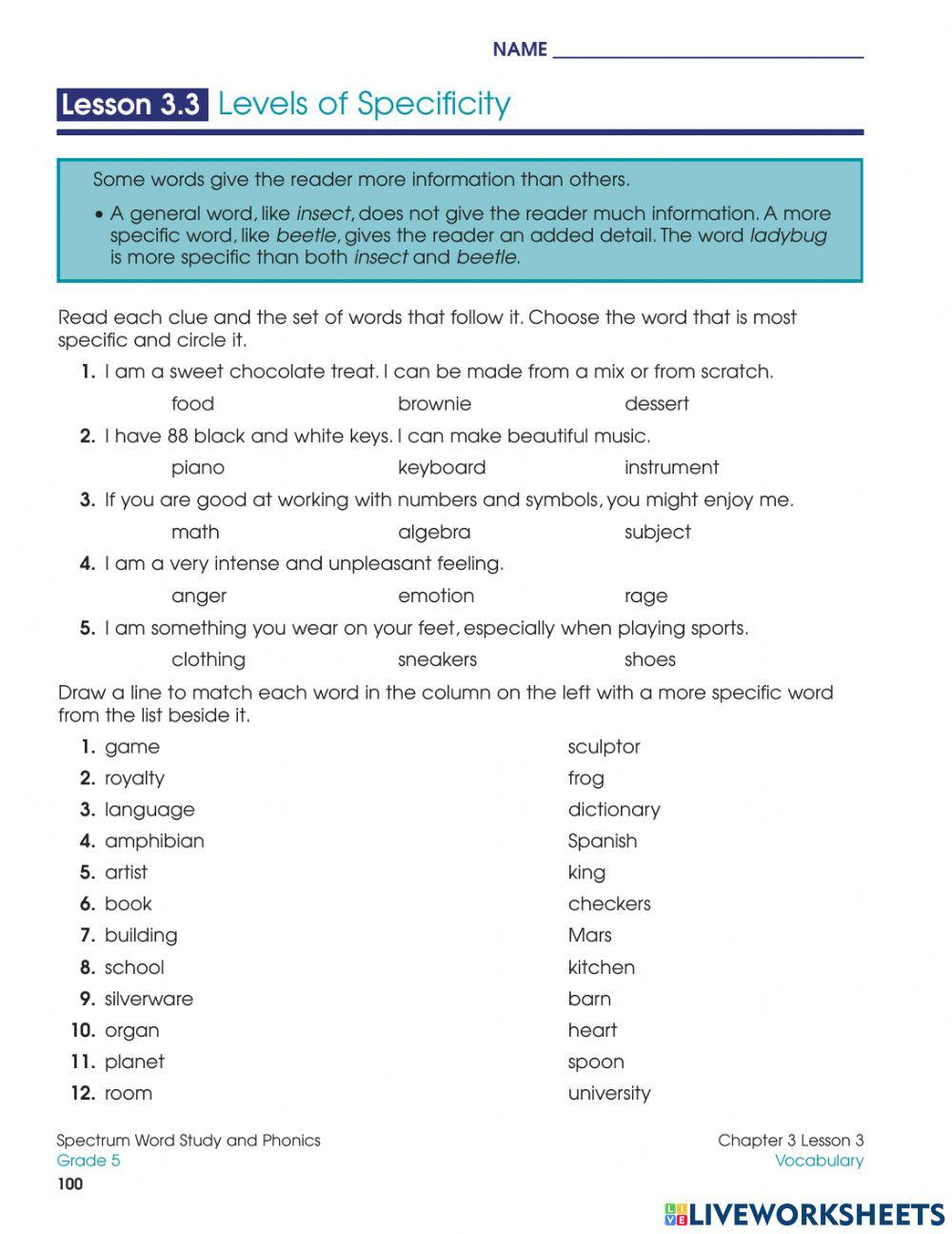 Spectrum Phonic… | Free Interactive Worksheets | 6461355