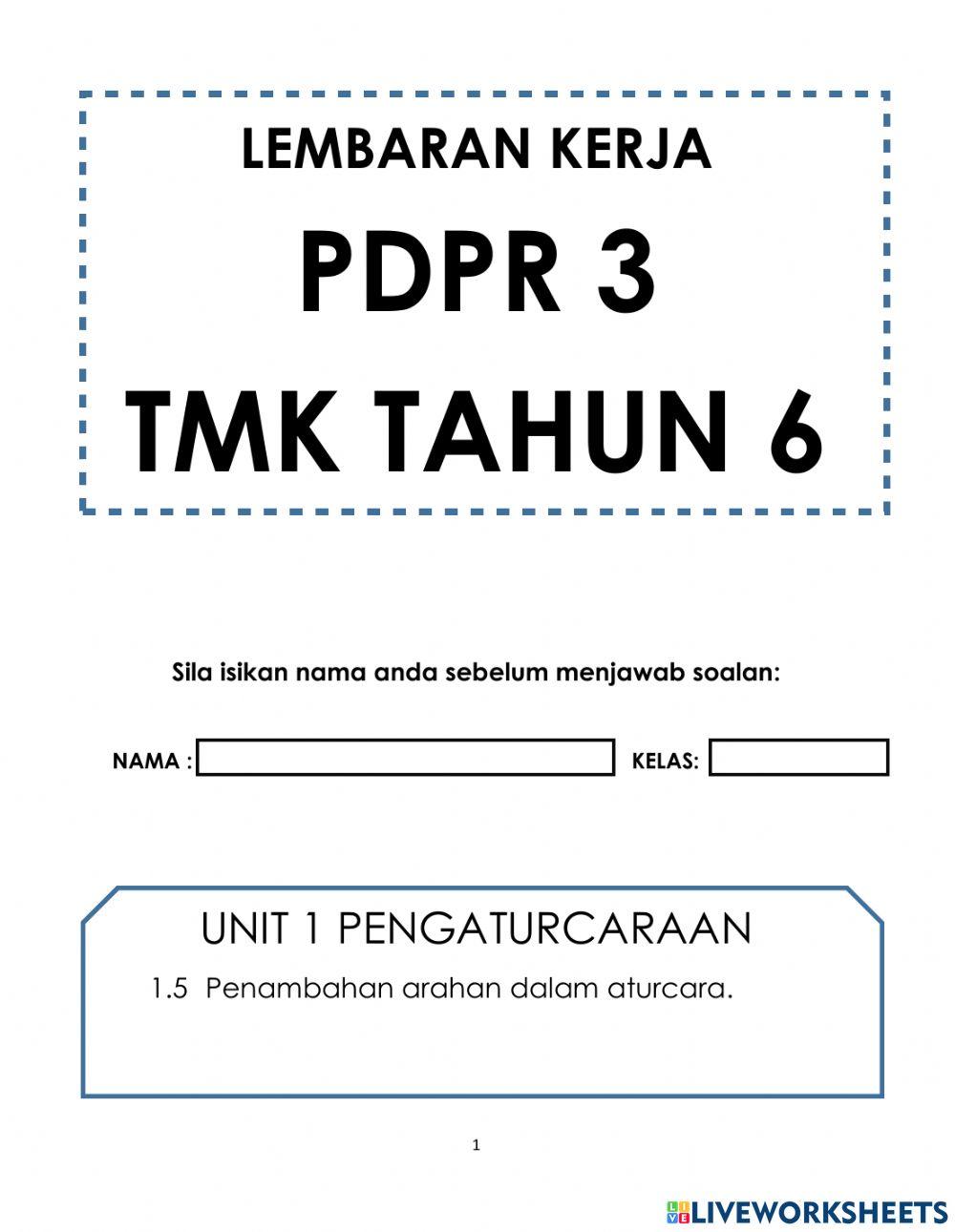 TMK Tahun 6 - PDPR 3 worksheet | Live Worksheets