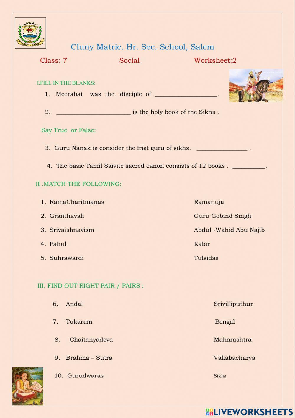Class 7 Social WS2 interactive worksheet | Live Worksheets