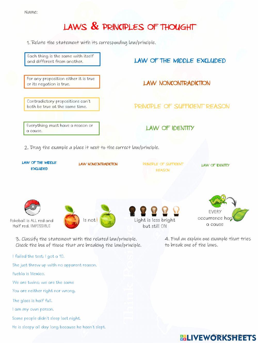 LAWS OF THOUGHT online exercise for | Live Worksheets