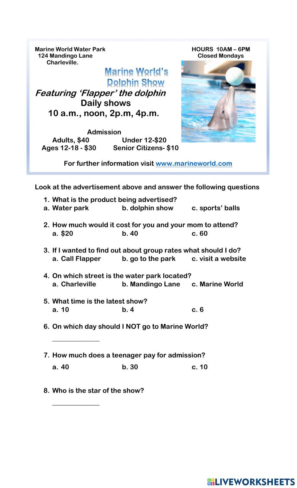 Advertisements | Free Interactive Worksheets | 785199