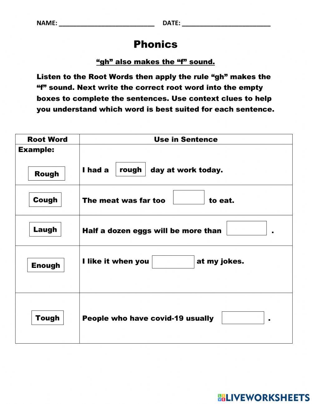 Gh Sound Worksheet Live Worksheets, 58% OFF