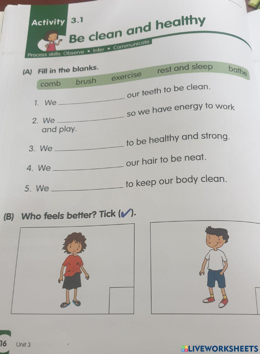 Body neeeds worksheet | Live Worksheets