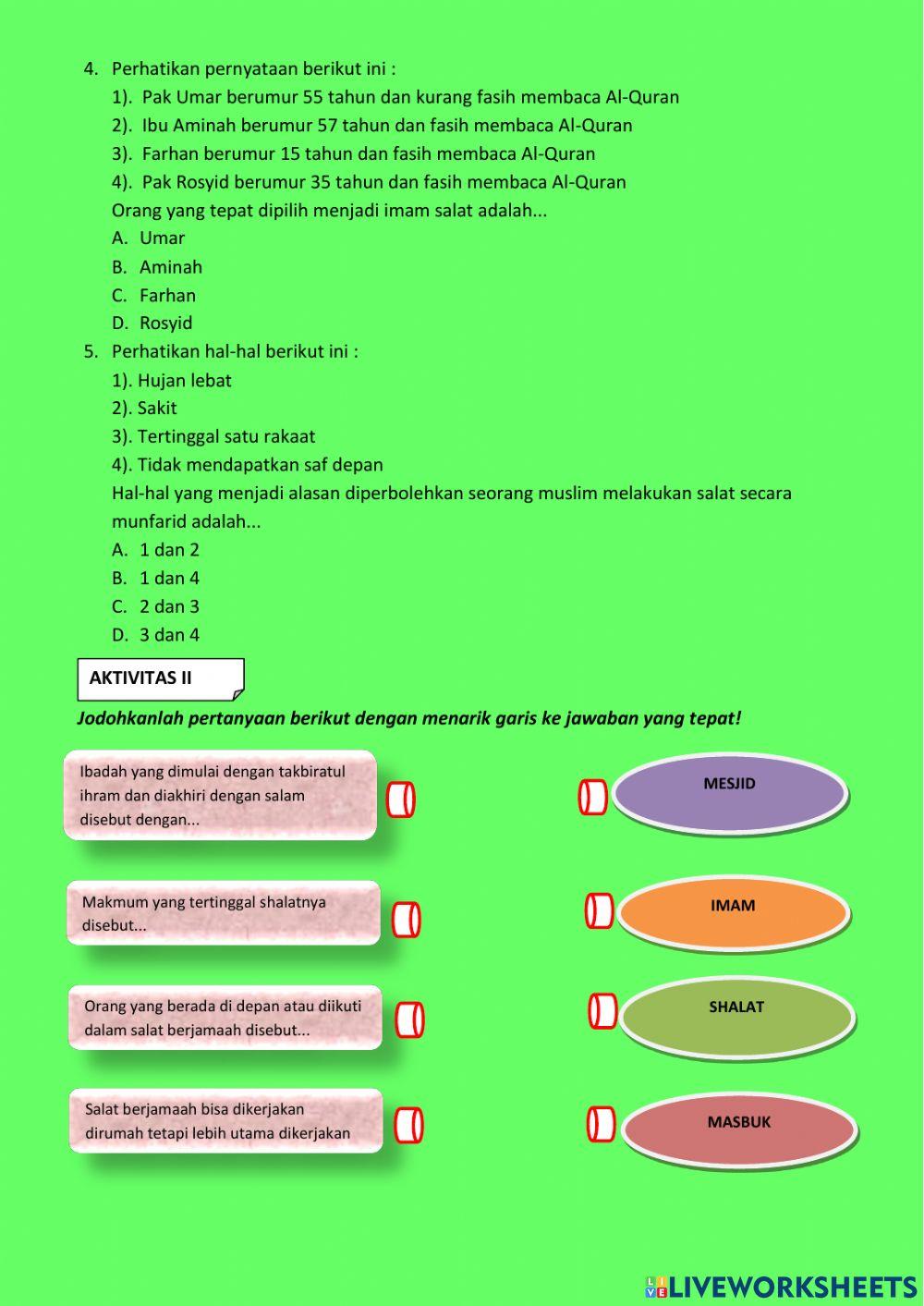 Shalat berjamaah activity | Live Worksheets