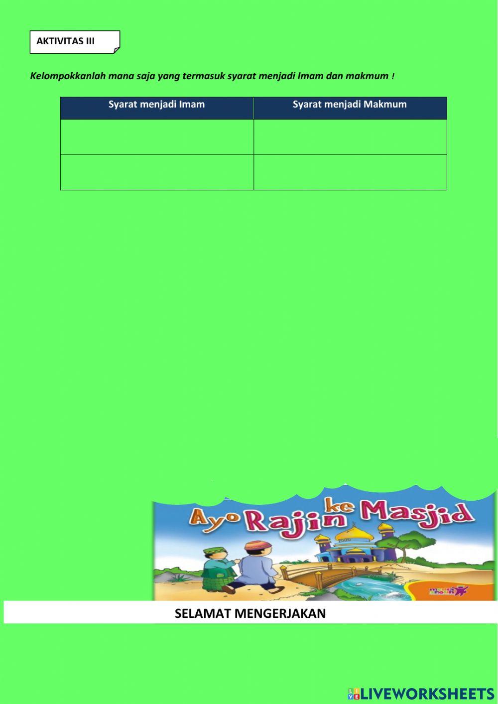Shalat berjamaah activity | Live Worksheets